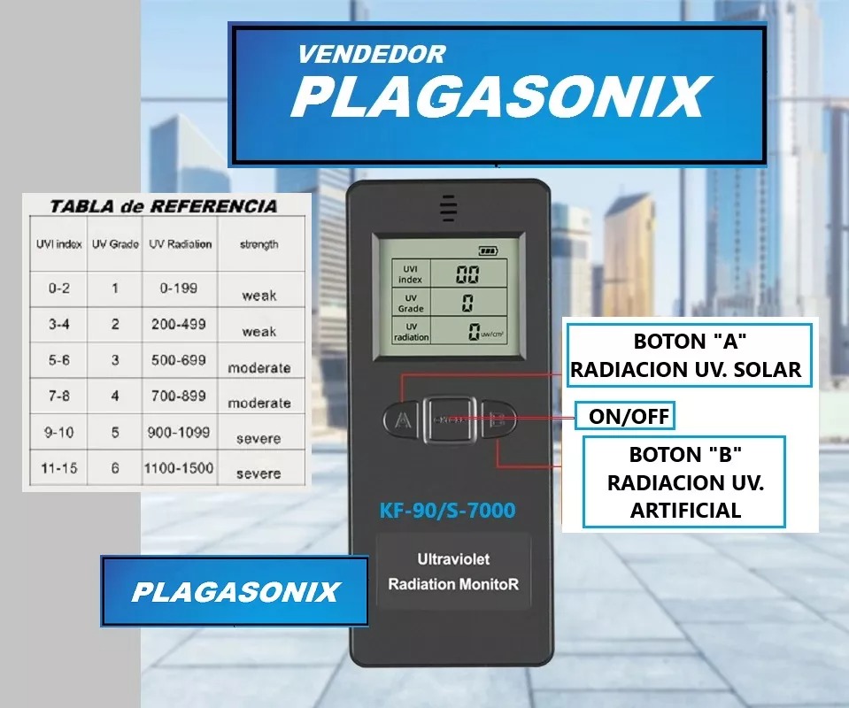Detector Nivel Radiacion Ultravioleta U.v. Kf-90 Portatil – PLAGASONIX